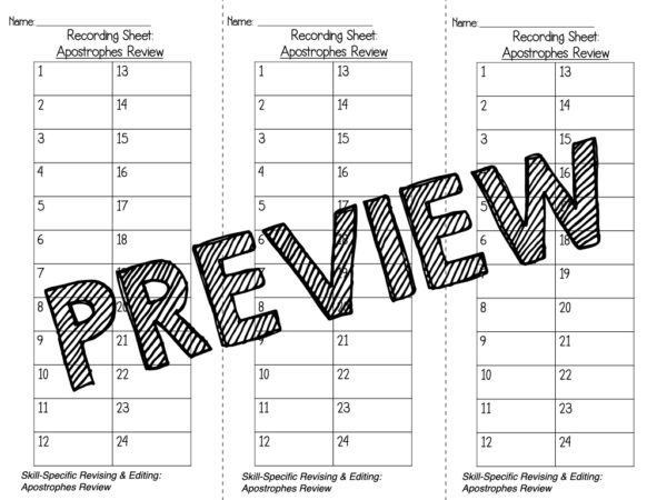Apostrophes Review: Skill-Specific Revising and Editing Task Cards ...