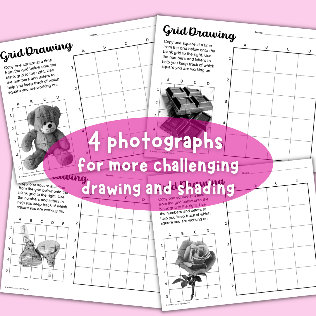 Valentine's Day Grid Drawing Worksheets - Grid Method Art Activities ...
