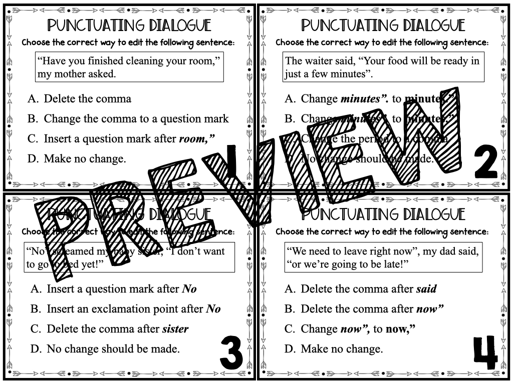 Punctuating Dialogue: Skill-Specific Revising and Editing Task Cards ...