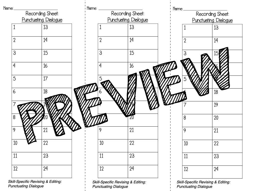 Punctuating Dialogue: Skill-Specific Revising and Editing Task Cards ...