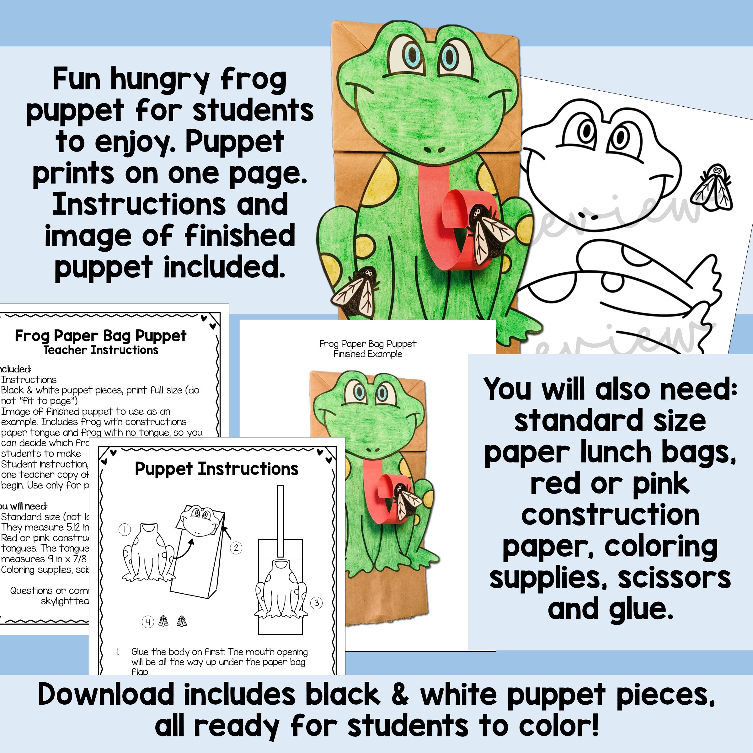 Hungry Frog Paper Bag Puppet | Fun Spring Classroom Craft Activity ...
