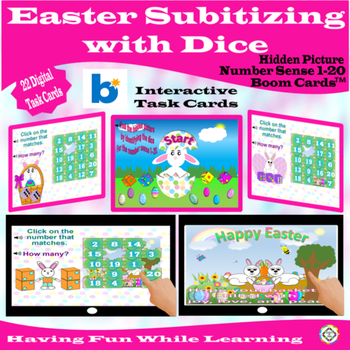Easter Subitizing with Dice Hidden Picture Number Sense 1-20 Boom Cards ...
