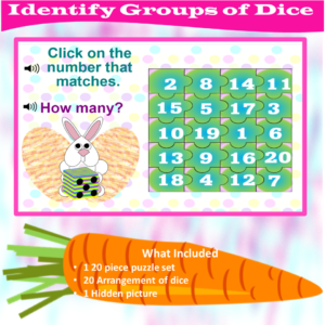 Easter Subitizing with Dice Hidden Picture Number Sense 1-20 Boom Cards ...
