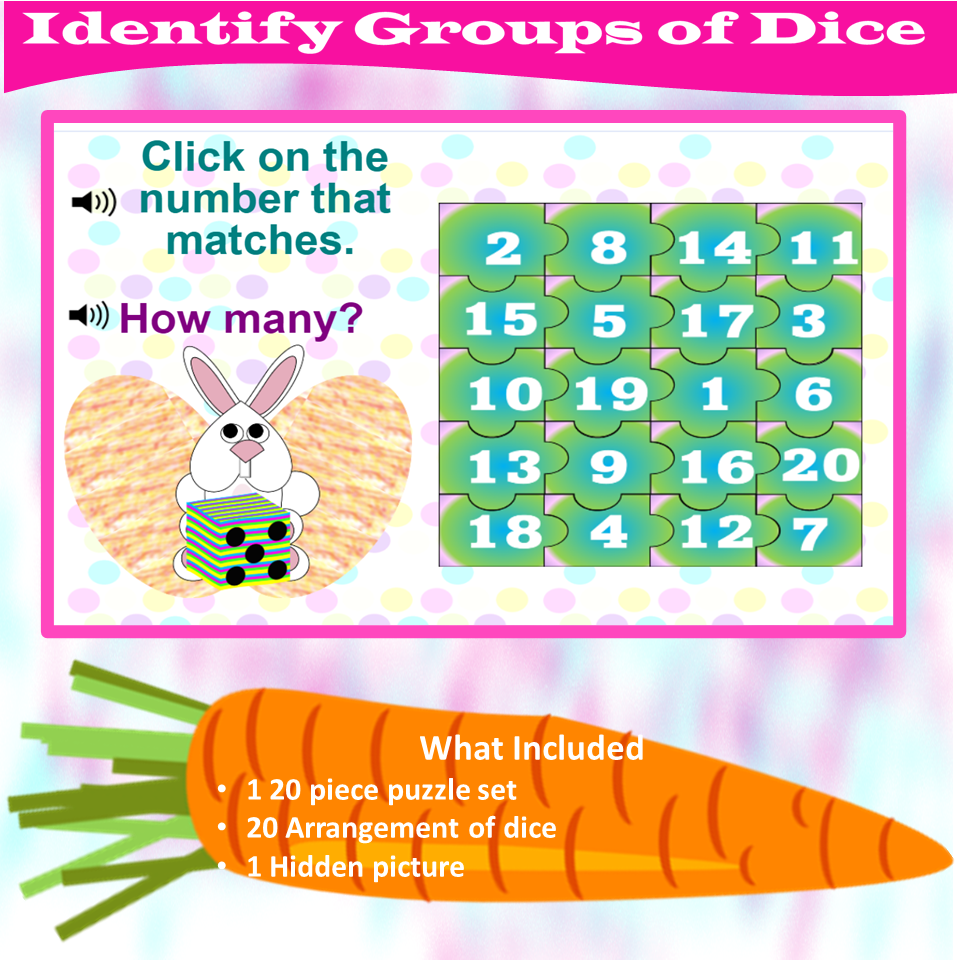 Easter Subitizing with Dice Hidden Picture Number Sense 1-20 Boom Cards ...