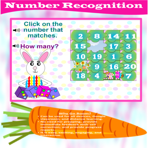 Easter Subitizing with Dice Hidden Picture Number Sense 1-20 Boom Cards ...