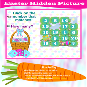 Easter Subitizing with Dice Hidden Picture Number Sense 1-20 Boom Cards ...