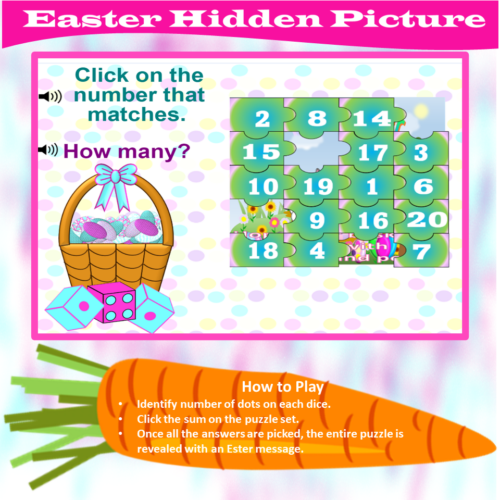 Easter Subitizing with Dice Hidden Picture Number Sense 1-20 Boom Cards ...