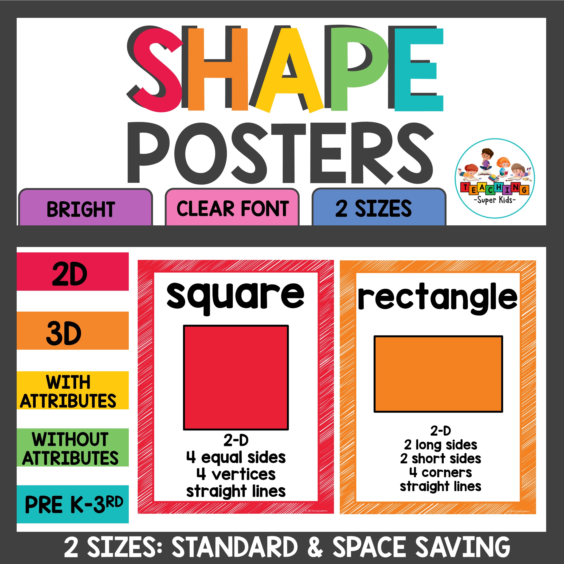 Shape Posters Basic 2D and 3D | Made By Teachers