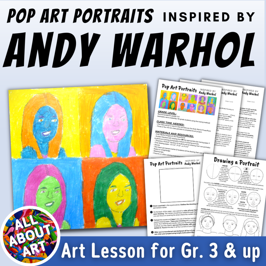 Andy Warhol Pop Art Portrait Art Lesson - Artist Inspired Art Project ...