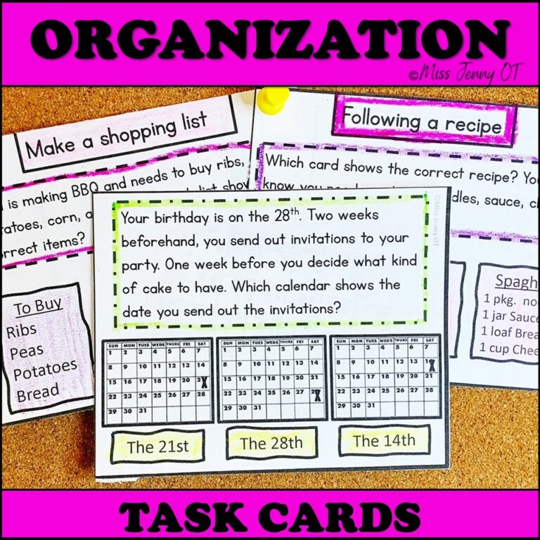 Middle School Task Cards Organization Skills | Made By Teachers