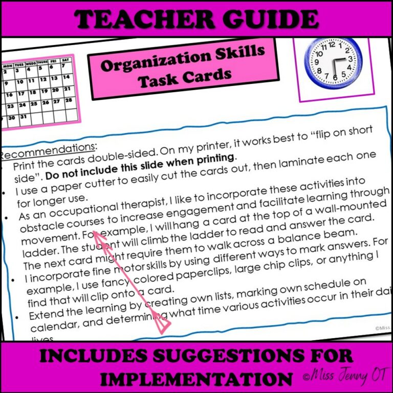 Middle School Task Cards Organization Skills | Made By Teachers