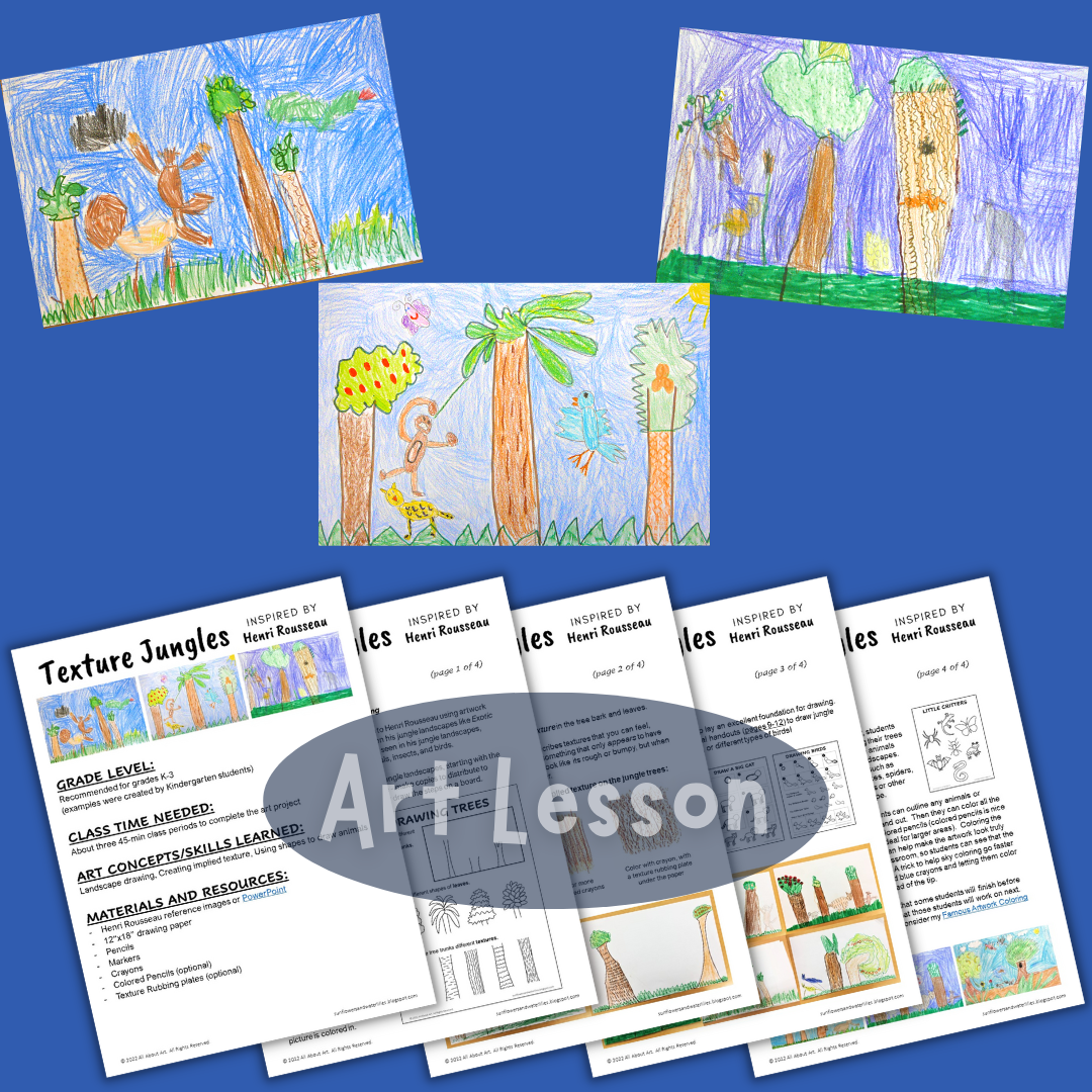 Henri Rousseau Texture Jungle Art Lesson - Artist Inspired Art Project ...