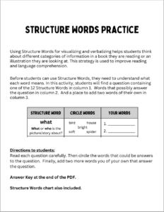 Visualize & Verbalize Structure Word Practice Activity for Reading ...