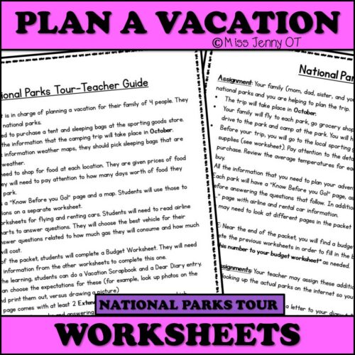 Middle School Executive Functioning Activities Plan A Trip | Made By ...