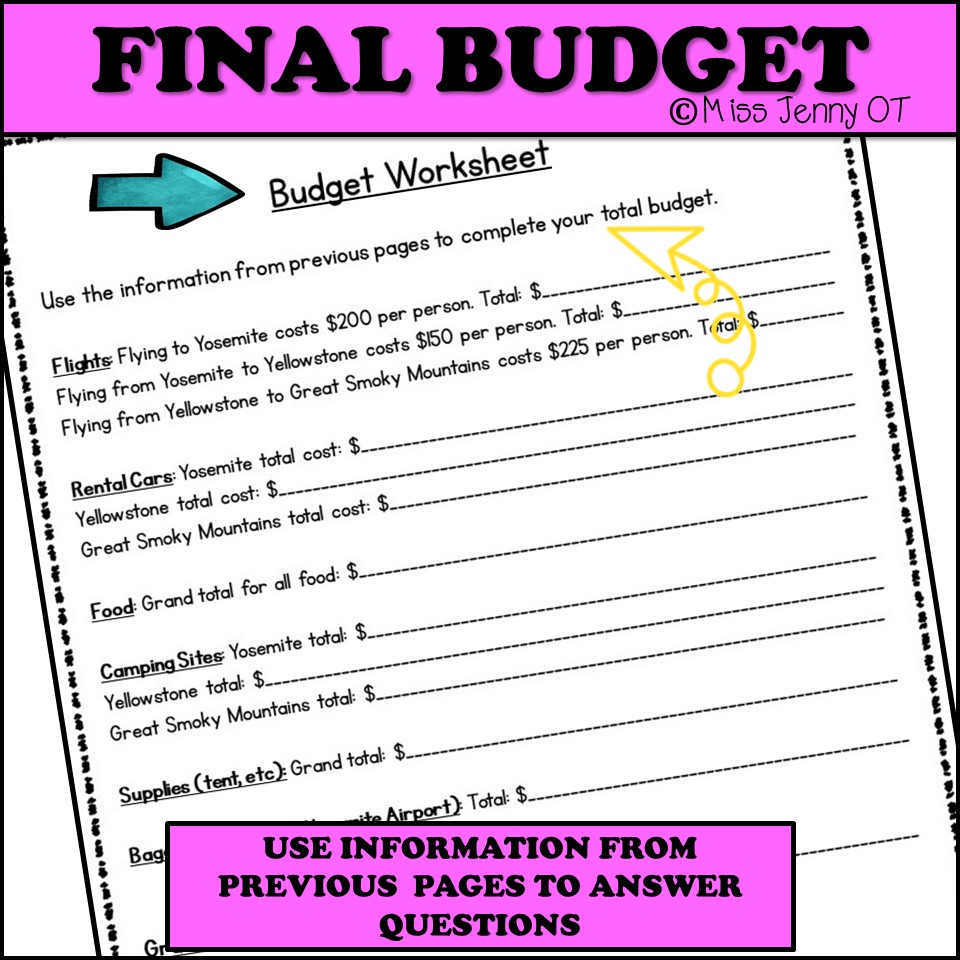 Middle School Executive Functioning Activities Plan A Trip | Made By ...