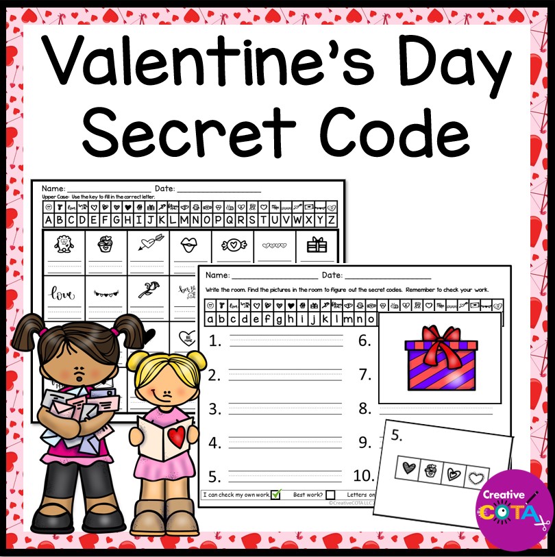 Valentine's Day Handwriting Secret Code Worksheets and Cryptogram ...