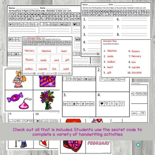Valentine's Day Handwriting Secret Code Worksheets and Cryptogram ...