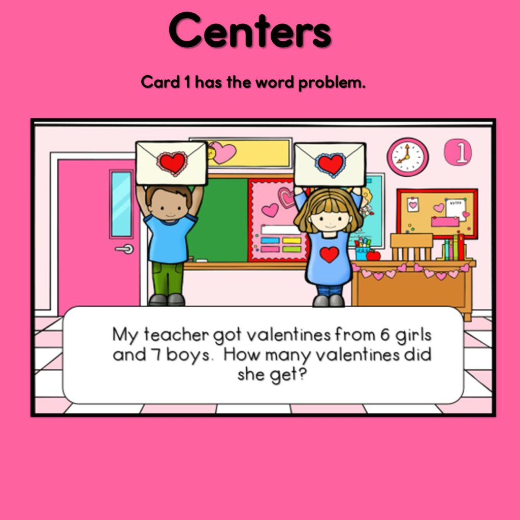 Valentine Addition Word Problems | Centers | Worksheets | K - 1 | Made ...