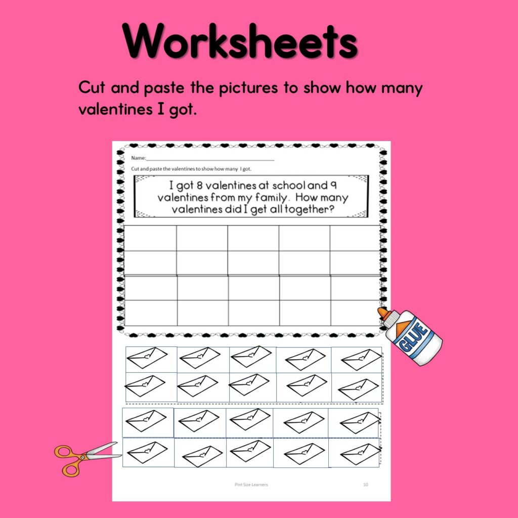 Valentine Addition Word Problems | Centers | Worksheets | K - 1 | Made ...