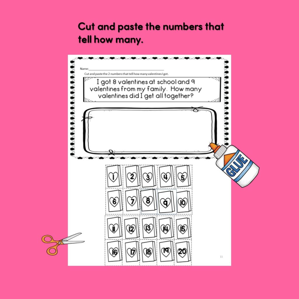 Valentine Addition Word Problems | Centers | Worksheets | K - 1 | Made ...