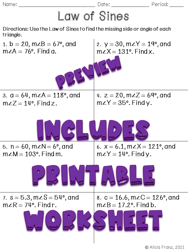 Law of Sines Activity Digital Pixel Art Mystery Puzzle | Made By Teachers