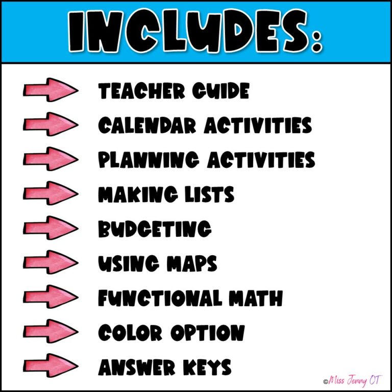Middle School Executive Functioning Activities Plan A Trip Worksheets ...