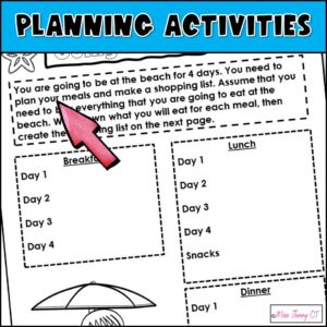 Middle School Executive Functioning Activities Plan A Trip Worksheets ...