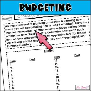 Middle School Executive Functioning Activities Plan A Trip Worksheets ...