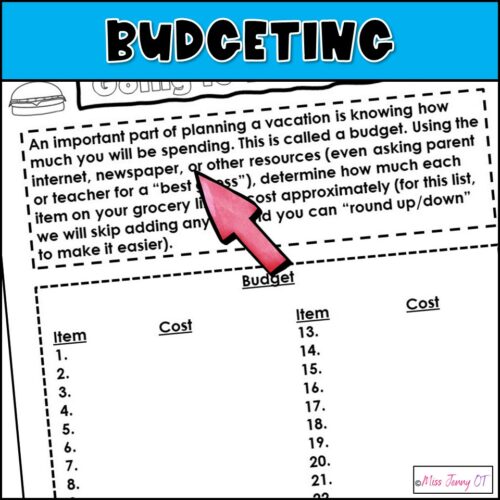 Middle School Executive Functioning Activities Plan A Trip Worksheets ...