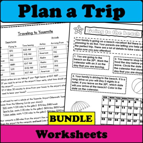 Middle School Executive Functioning Activities Plan A Trip Worksheets ...