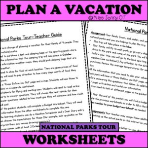Middle School Executive Functioning Activities Plan A Trip Worksheets ...