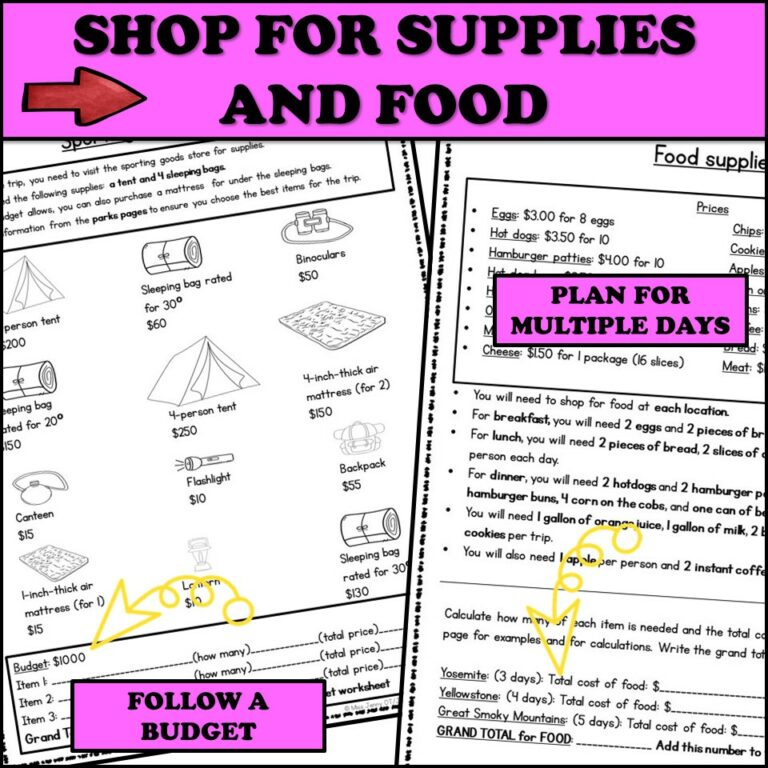 Middle School Executive Functioning Activities Plan A Trip Worksheets ...