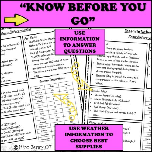 Middle School Executive Functioning Activities Plan A Trip Worksheets ...
