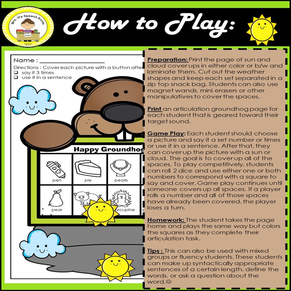 Groundhog Day Articulation Activity for Speech Therapy | Made By Teachers
