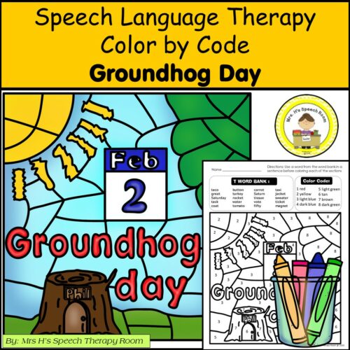 Groundhog Day Speech Therapy Color By Code No Prep Activity | Made By ...