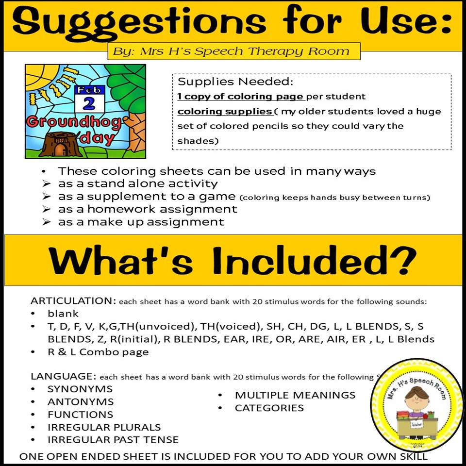 Groundhog Day Speech Therapy Color By Code No Prep Activity | Made By ...