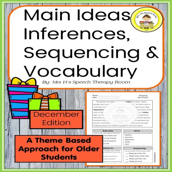 Main Idea, Inferences, Sequencing & Vocabulary in Middle School Speech ...