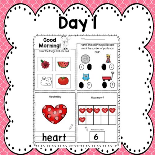 February Morning Work for Kindergarten | Language Arts & Math | PreK ...