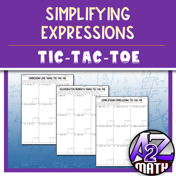 Simplifying Expressions Activity Tic Tac Toe Worksheets | Made By Teachers