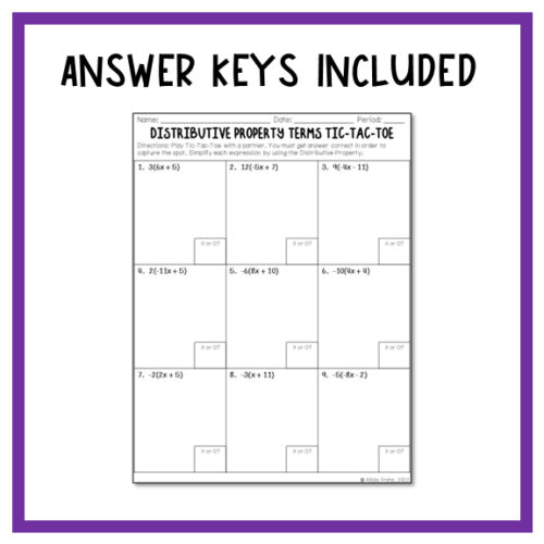 Simplifying Expressions Activity Tic Tac Toe Worksheets | Made By Teachers