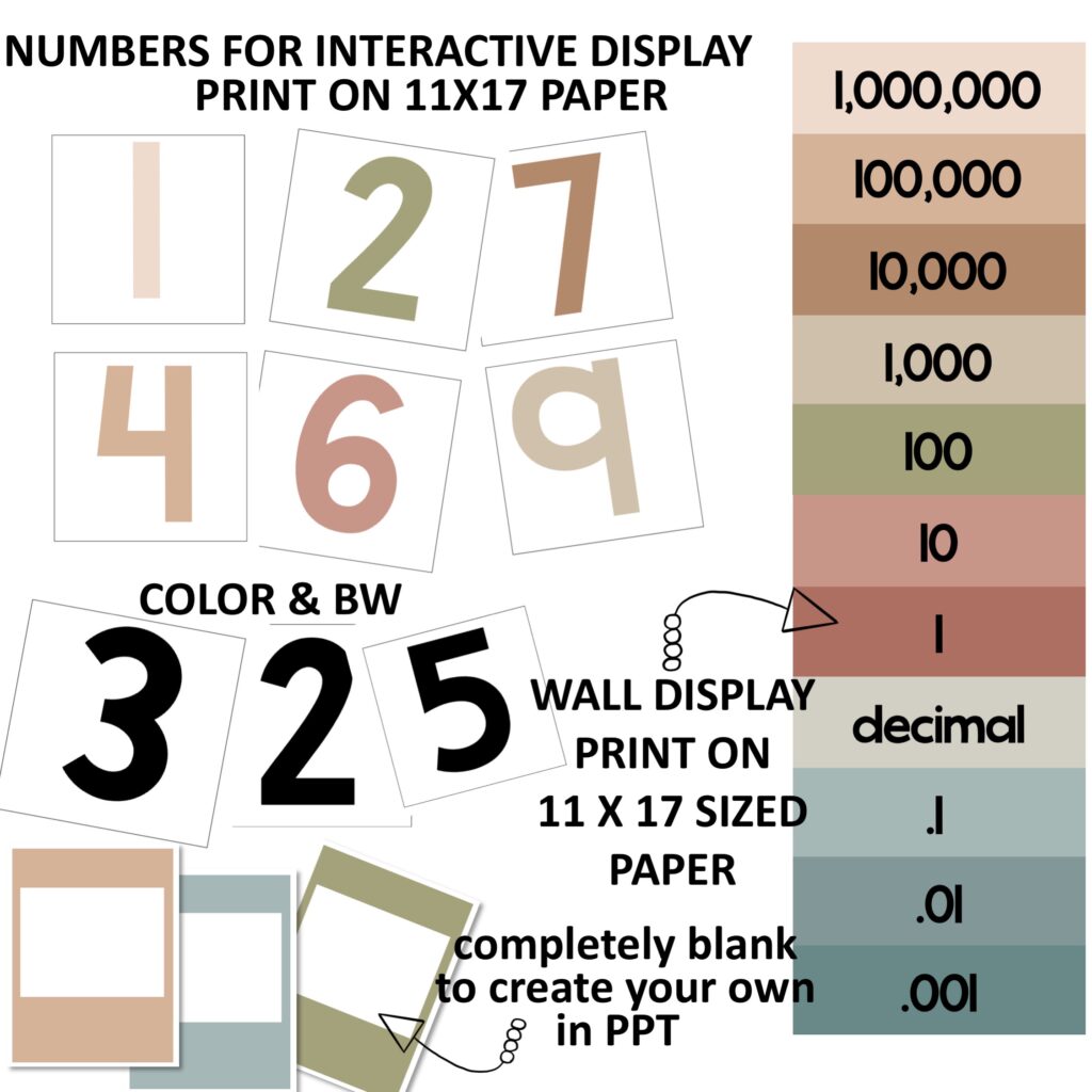 Boho Place Value Display Boho Color Palette Boho Classroom Decor | Made ...