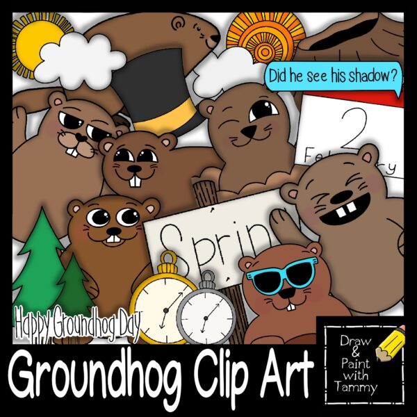 Groundhog Day Theme with Groundhogs Rainbow Sun February Clip Arts PDF ...