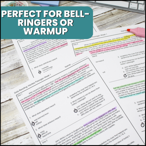 Context Clues Reading Comprehension ELA Bell Ringers Morning Work ...