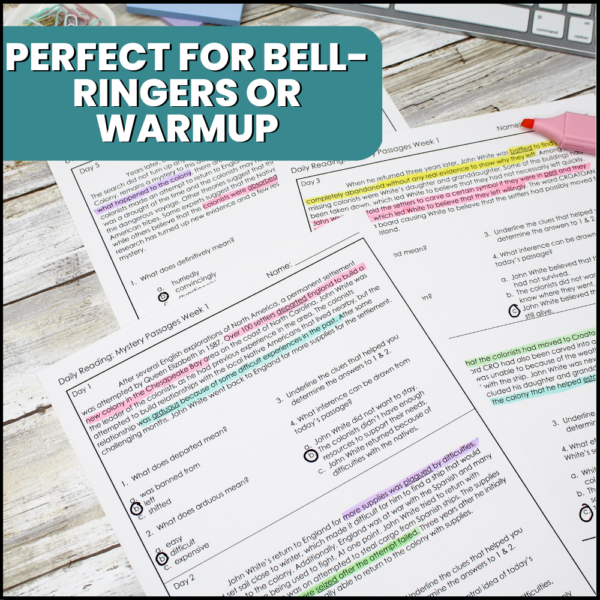 Context Clues Reading Comprehension ELA Bell Ringers Morning Work ...