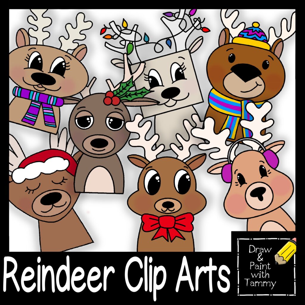 Reindeer Clip Arts For Christmas Winter Themes Printable PDF Included ...