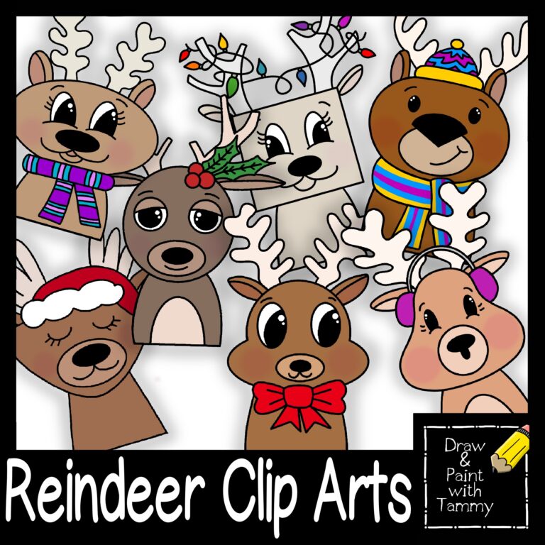 Reindeer Clip Arts For Christmas Winter Themes Printable PDF Included ...