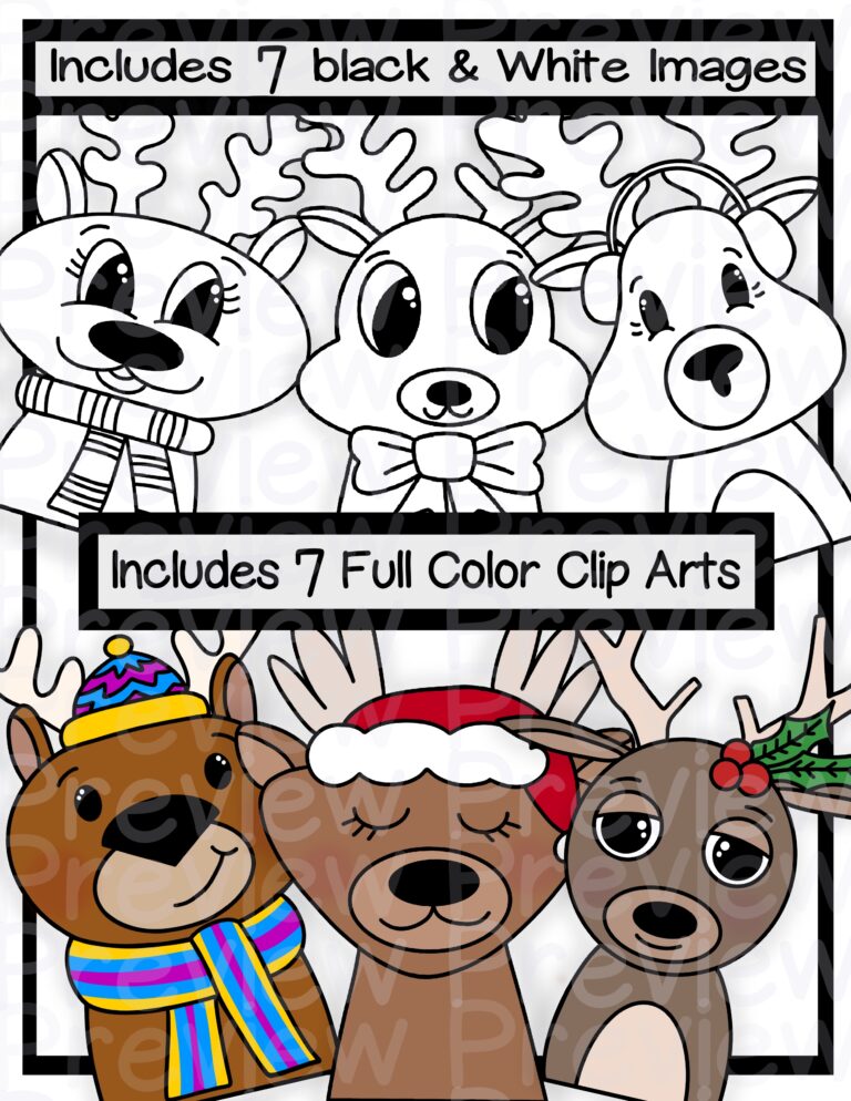 Reindeer Clip Arts For Christmas Winter Themes Printable PDF Included ...