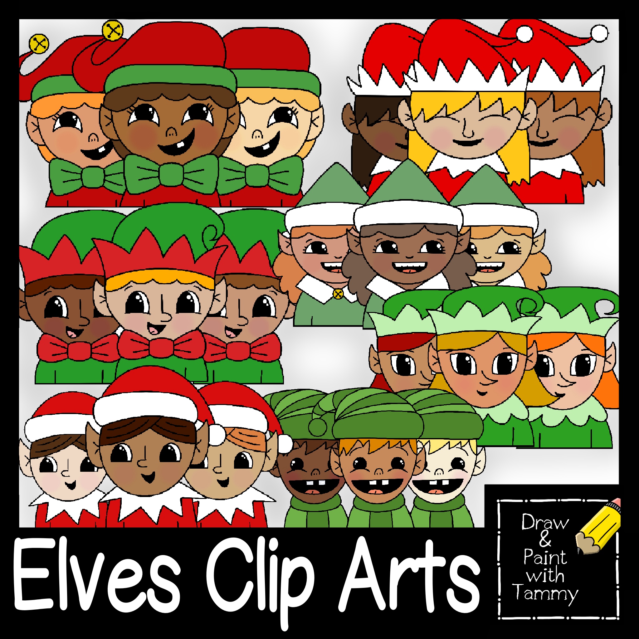 Elves Clip Arts For Christmas Winter Themes Printable PDF Included ...
