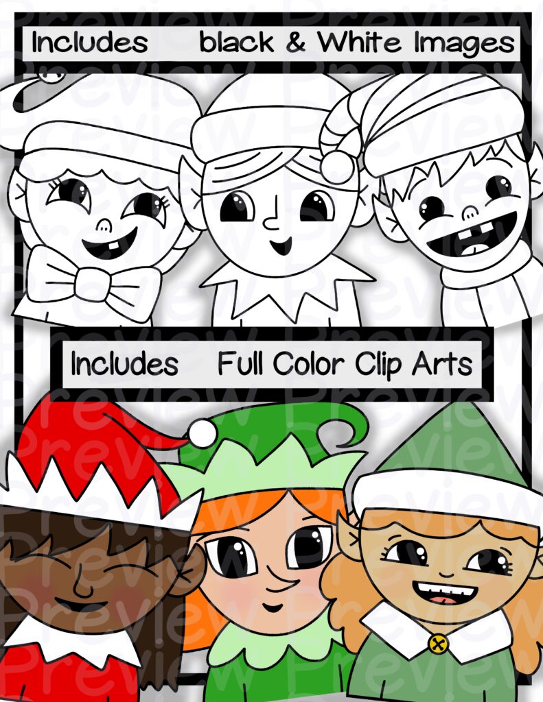Elves Clip Arts For Christmas Winter Themes Printable PDF Included ...