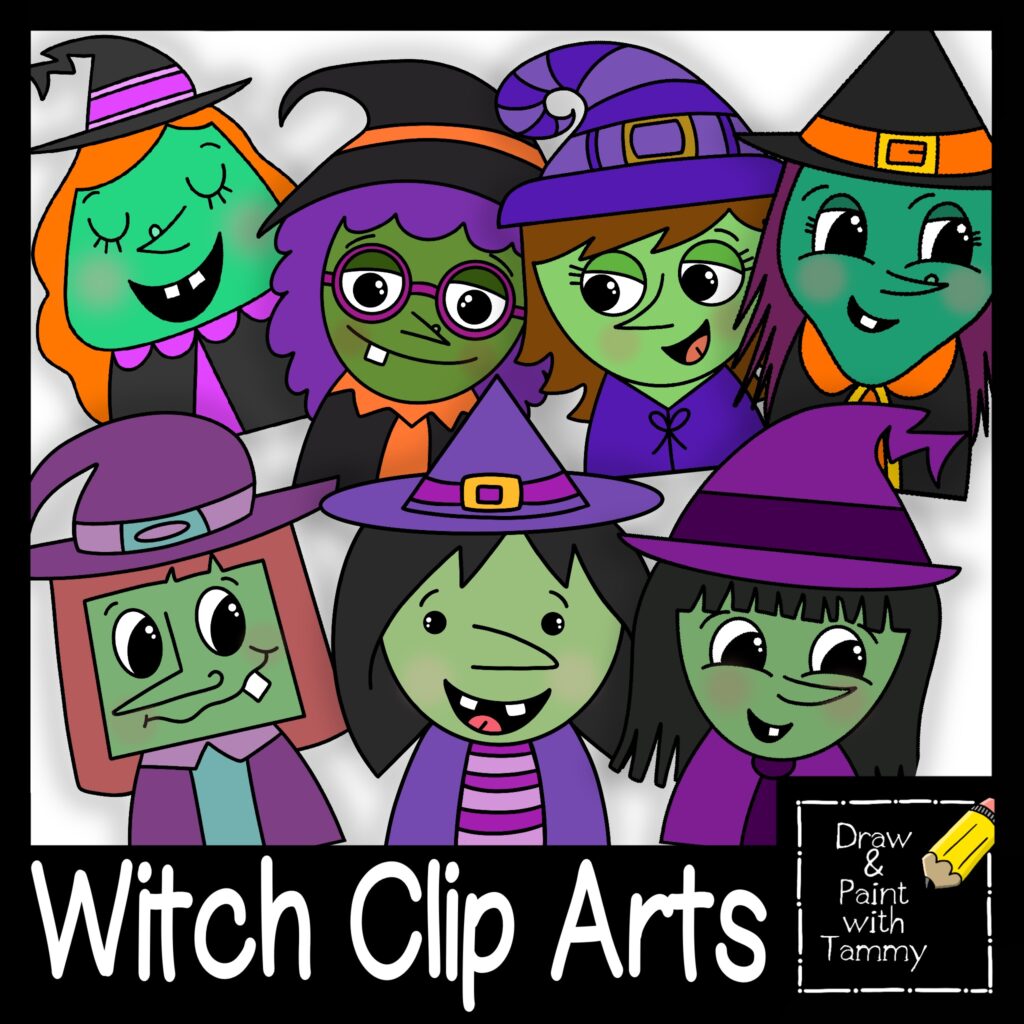 Witch Clip Arts For Halloween Fall Themes Printable PDF Included | Made ...